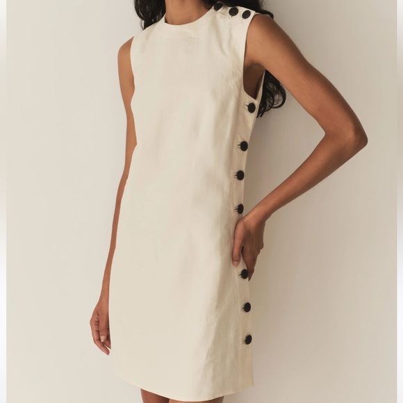 Doen | Dresses | Den Coralie Buttondetail Mini White Dress | Poshmark